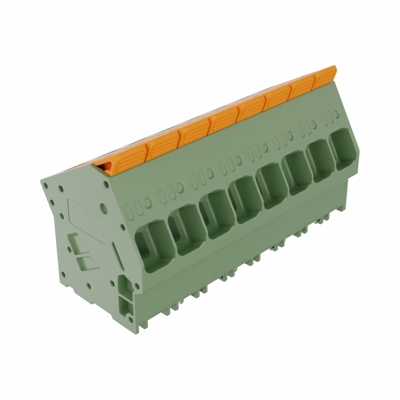 10.00mm Pitch Lever Activated Fixed Mount PCB Terminal Block, 35° Wire Entry, Left Rear Terminal, 8 Circuits for sale
