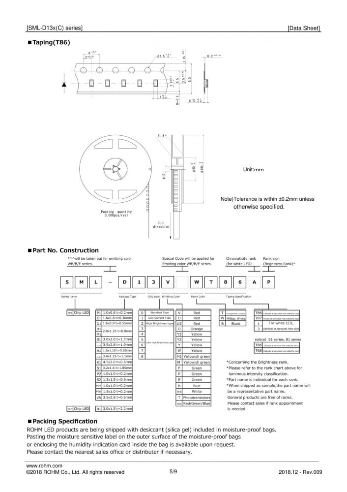 SML-D13FWT86C datasheet page 5