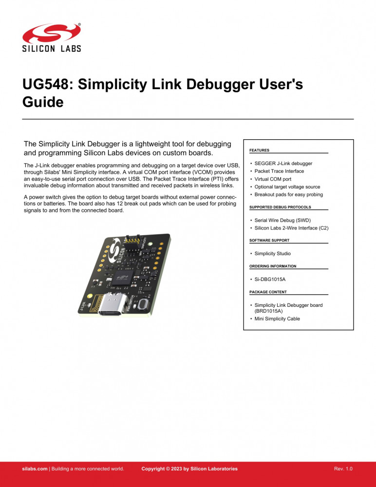 SI-DBG1015A document page 1