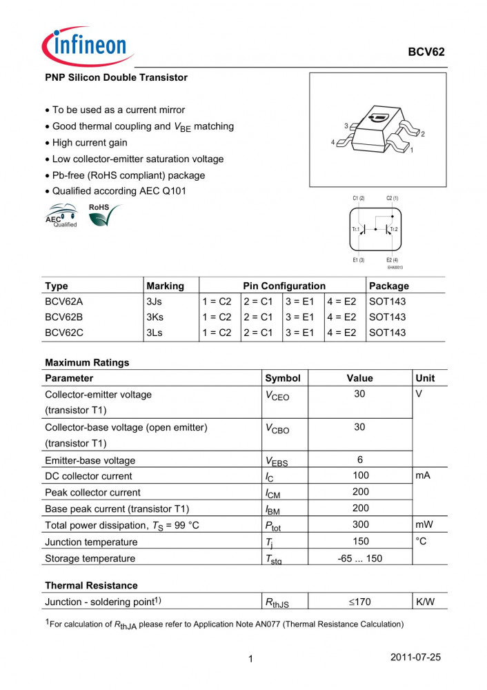BCV62A datasheet page 1