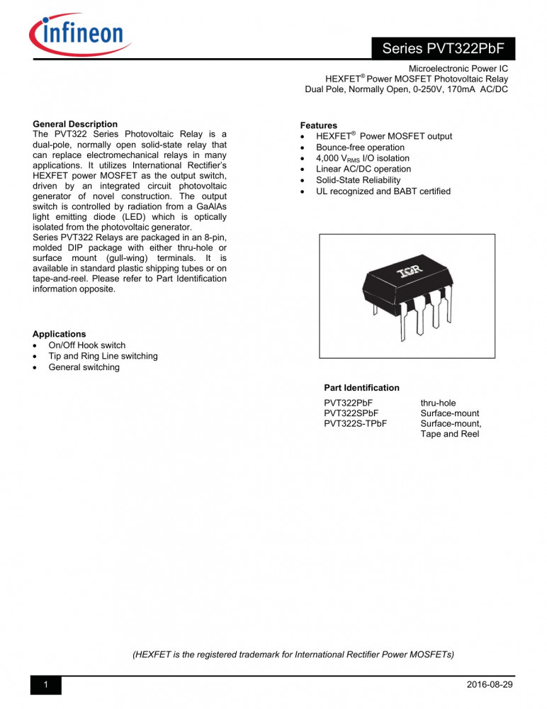 PVT322S-TPBF datasheet page 1