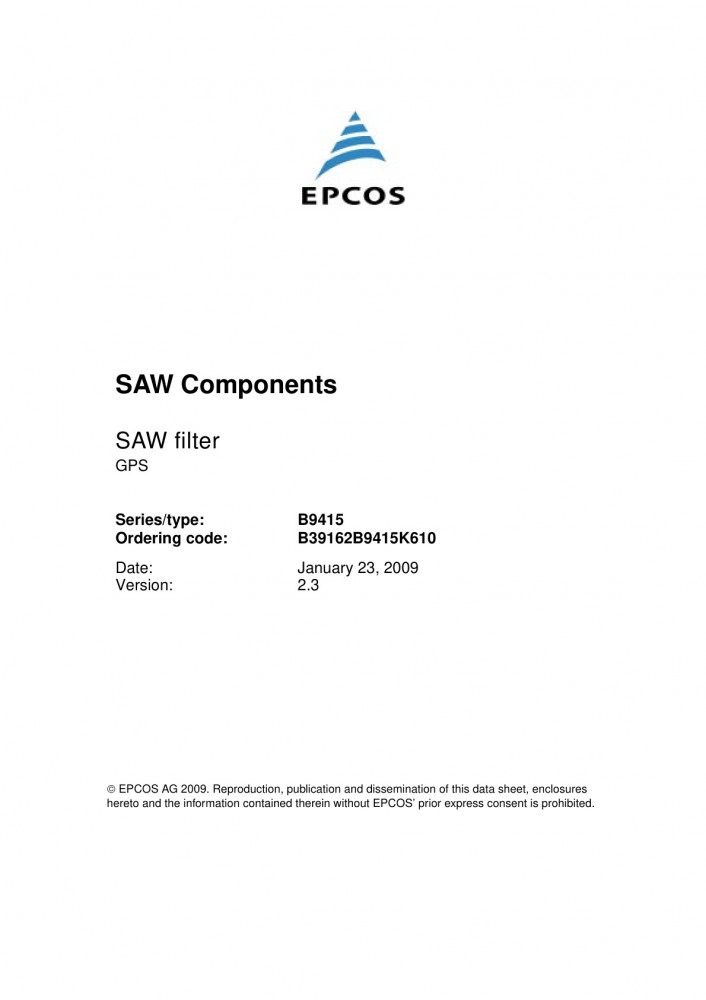 B9415 datasheet page 1