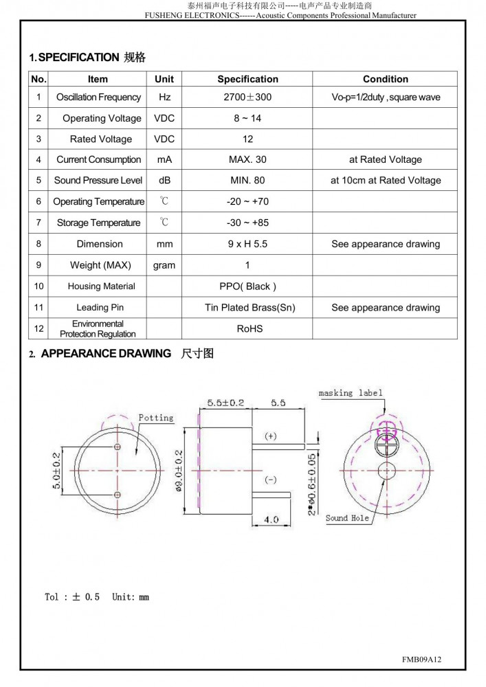 FMB09A12-12V product specification page 2