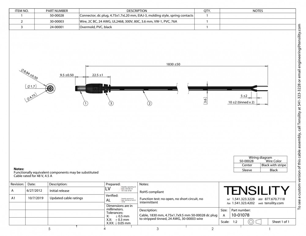 Tensility International 10-01078 product drawing