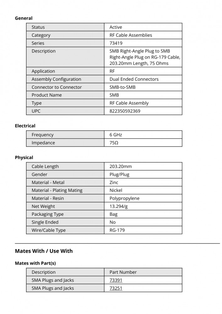 Technical document page 2 for MOLEX 734193581