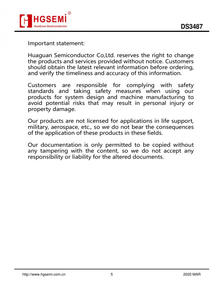 DS3487M/TR technical document page 5
