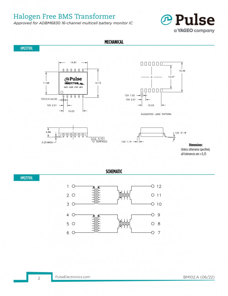 HM2171HL technical document page 2