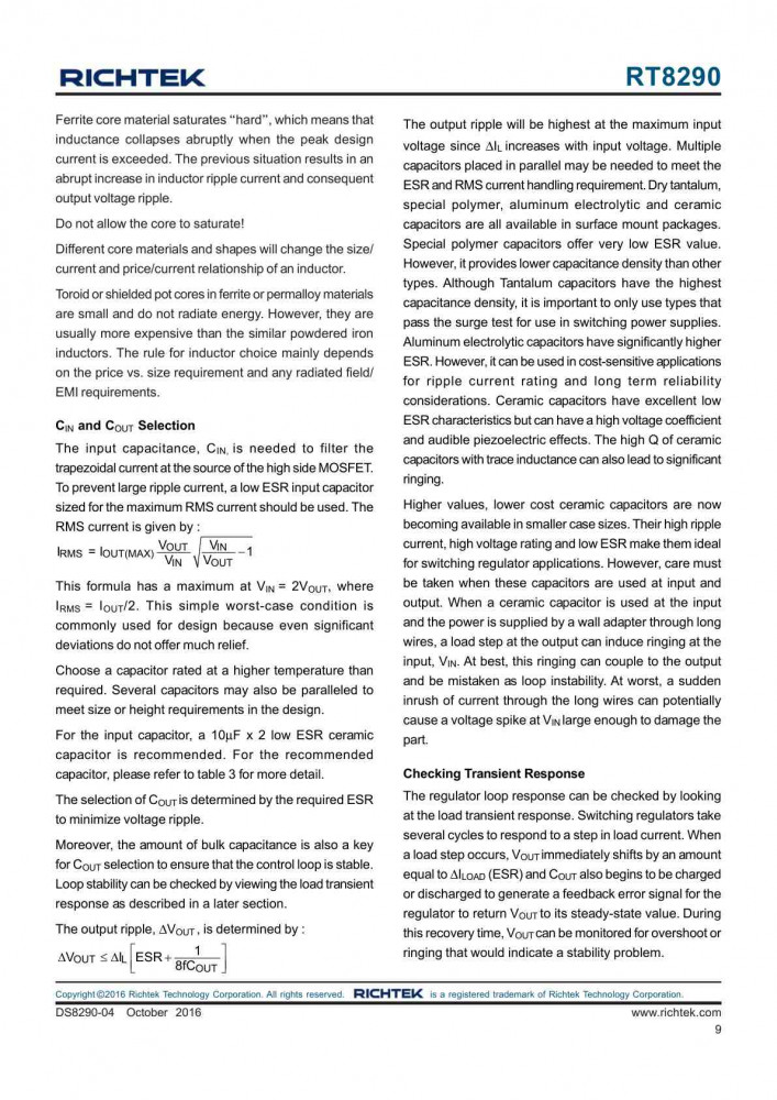 RT8290 datasheet page 9