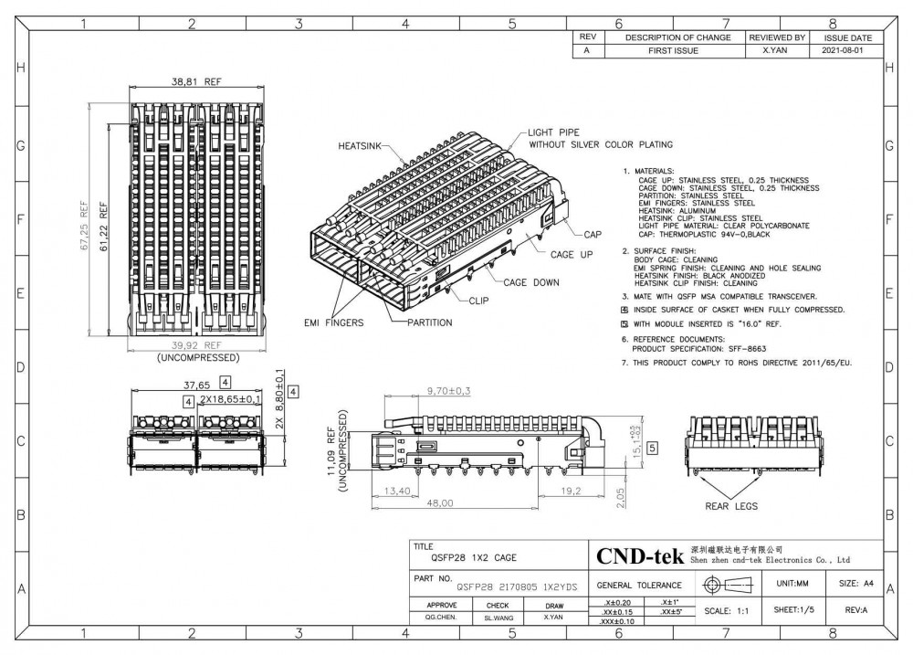 QSFP28 2170805 1X2YDS drawing page 1
