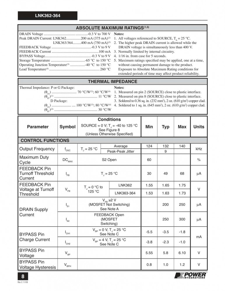 LNK364GN-TL datasheet page 8