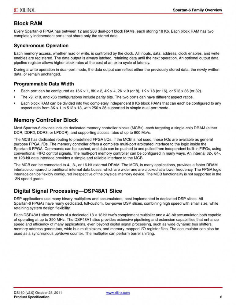 Spartan-6 datasheet page 6