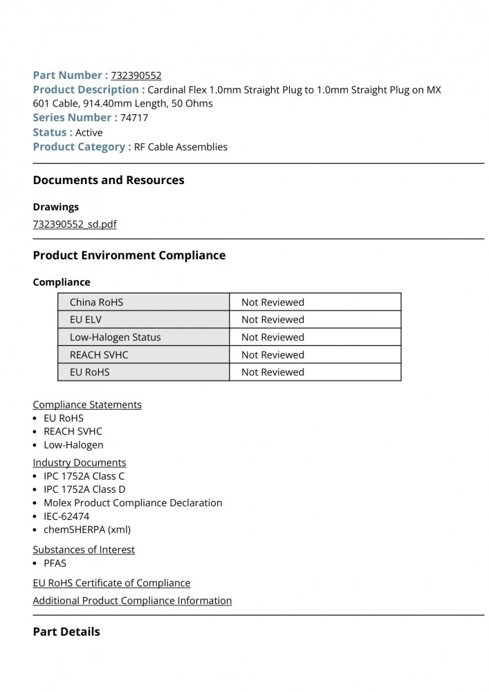 MOLEX 732390552 product drawing, page 1