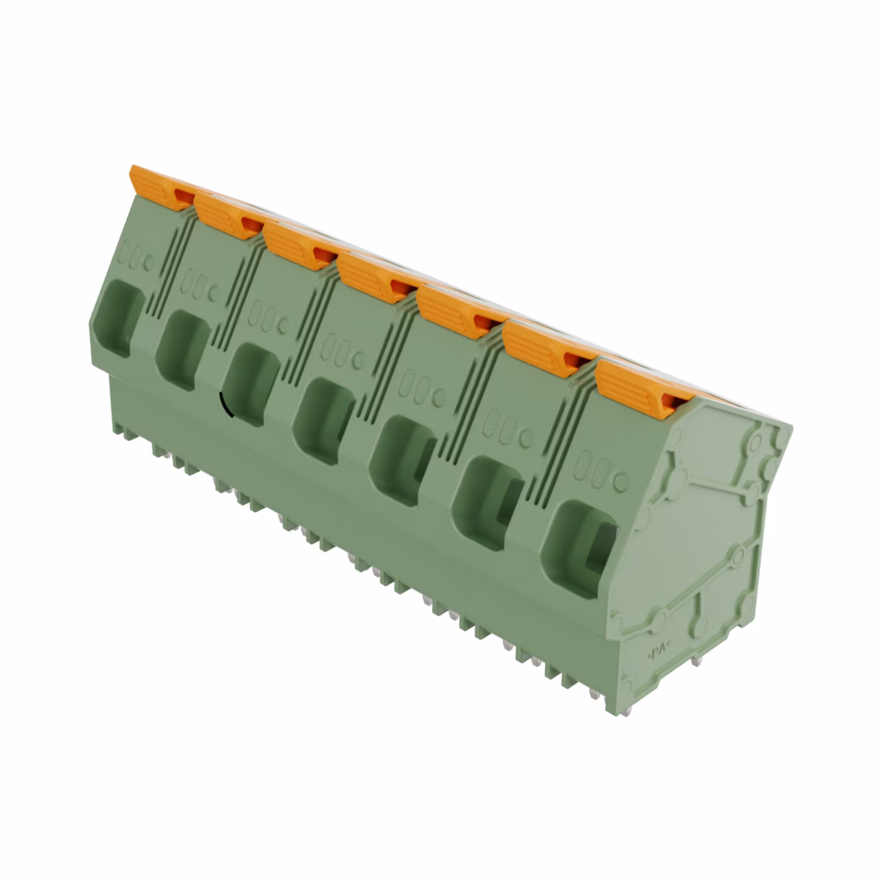 15.00mm Pitch Lever Activated Fixed Mount PCB Terminal Block, 35° Wire Entry, Bussed Terminals, 7 Circuit for sale