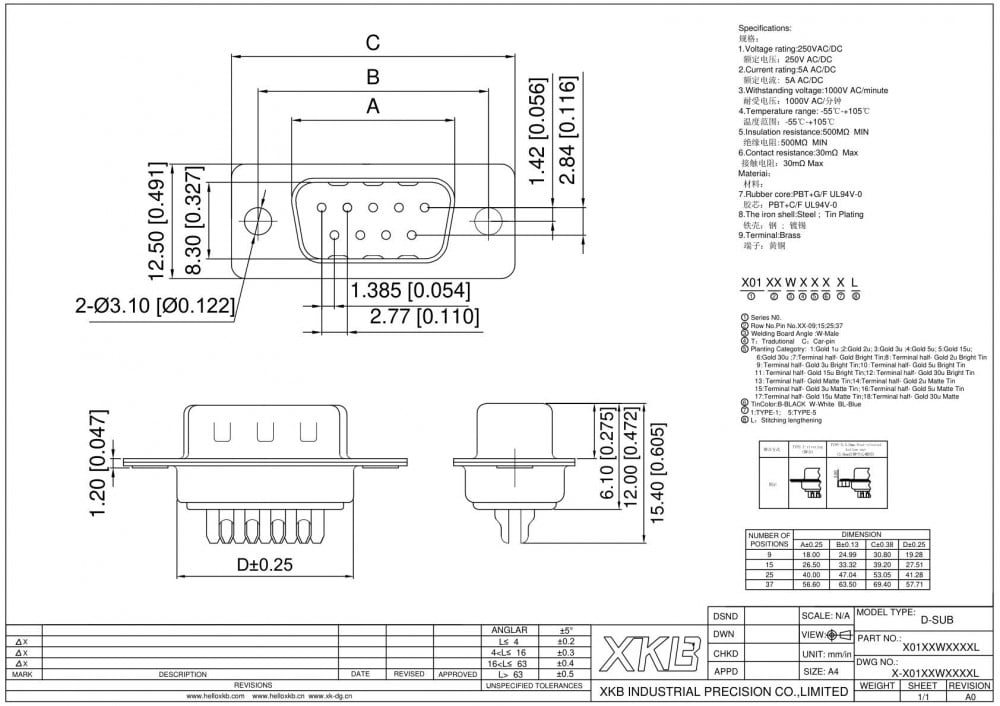 X0137FT12B1L technical drawing page 1