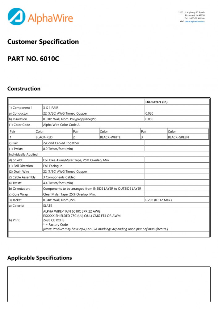 6010C technical specification page 1