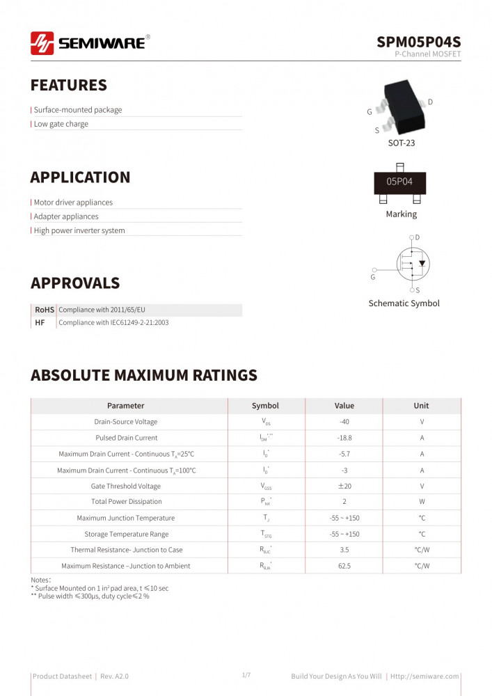 SPM05P04S datasheet page 1