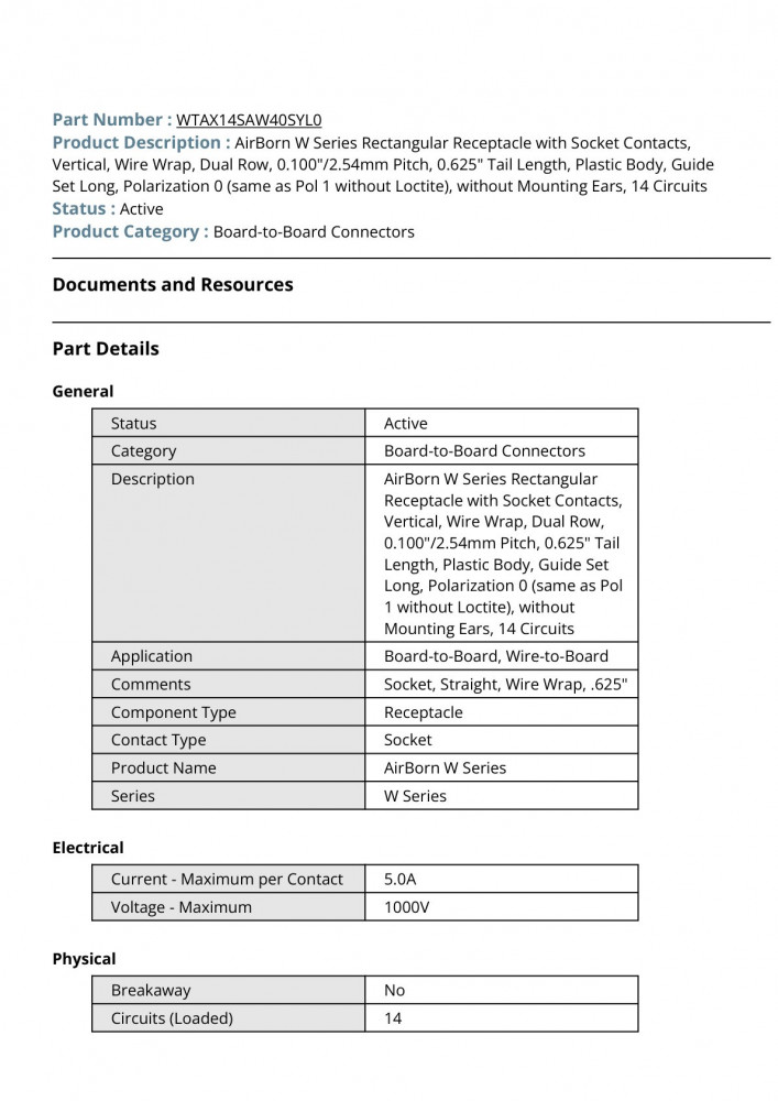 WTAX14SAW40SYL0 product document, page 1