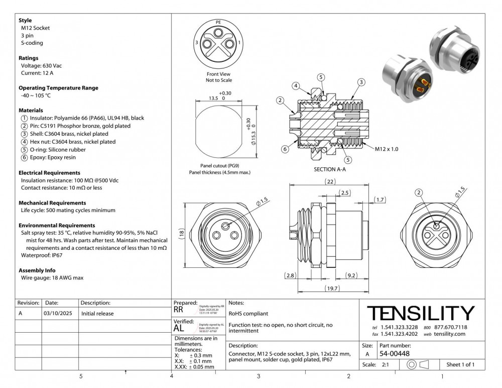 Tensility International 54-00448 product drawing preview