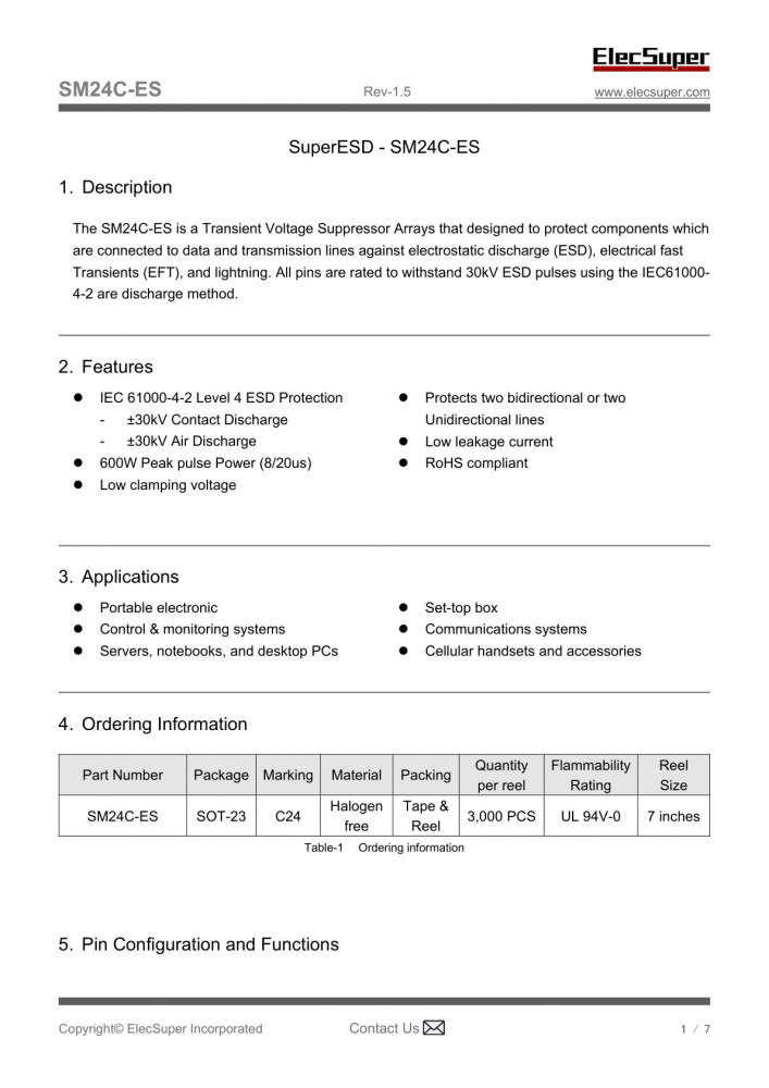 SM24C-ES datasheet page 1
