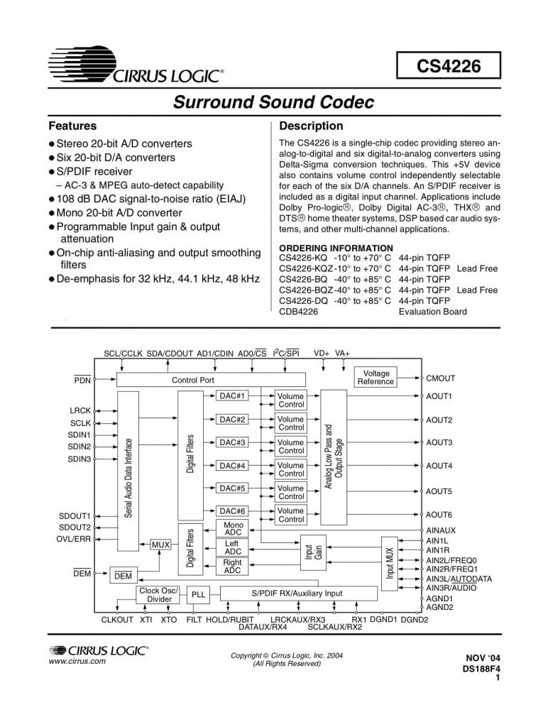 CS4226 datasheet page 1