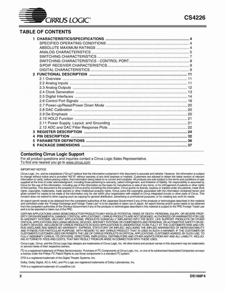 CS4226 datasheet page 2