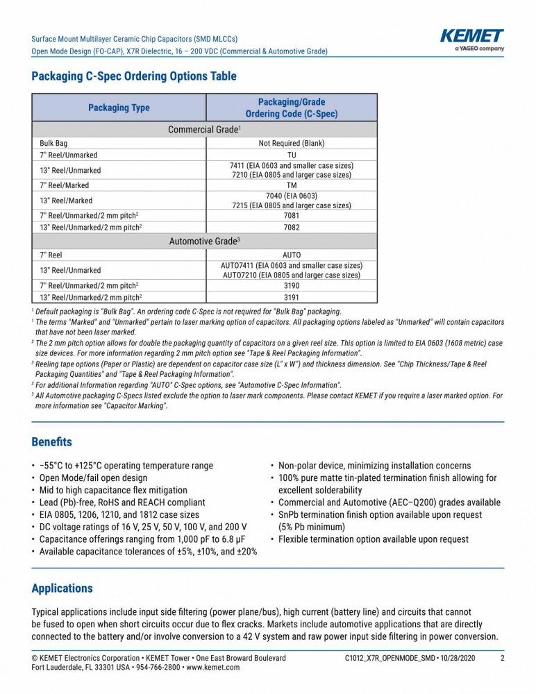 KEMET datasheet page 2