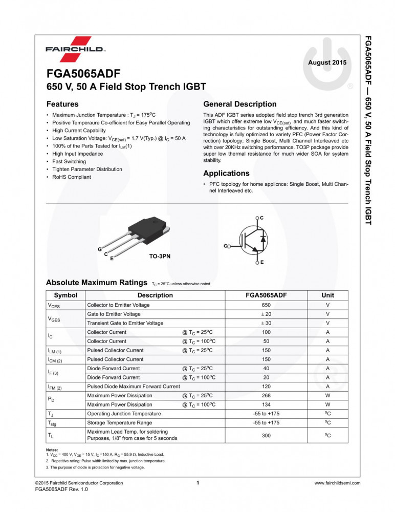 FGA5065ADF datasheet page 2