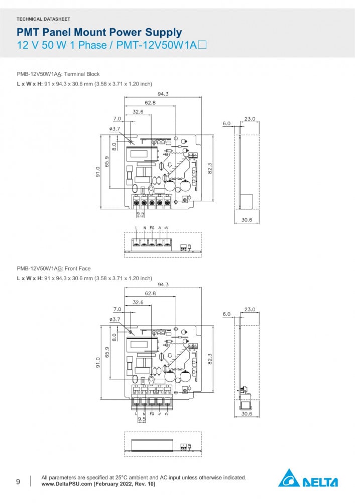 DELTA PMB-12V50W1AH datasheet page 9