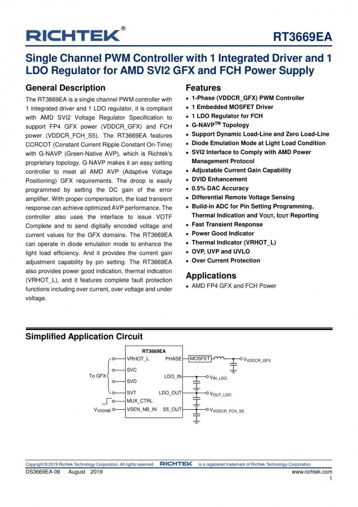 RT3669EA datasheet page 1