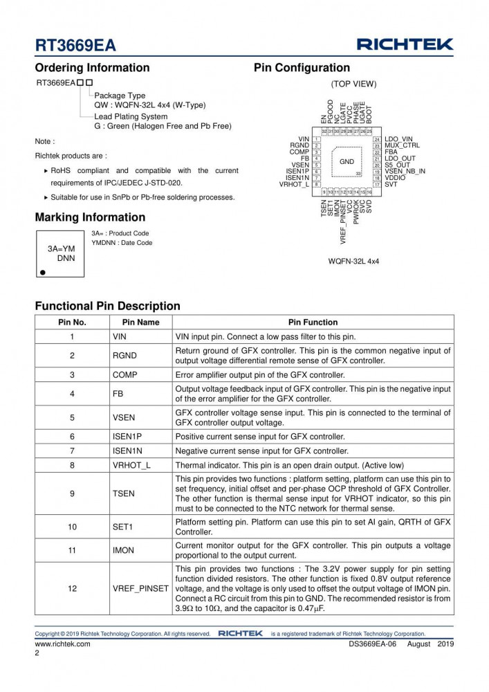 RT3669EA datasheet page 2