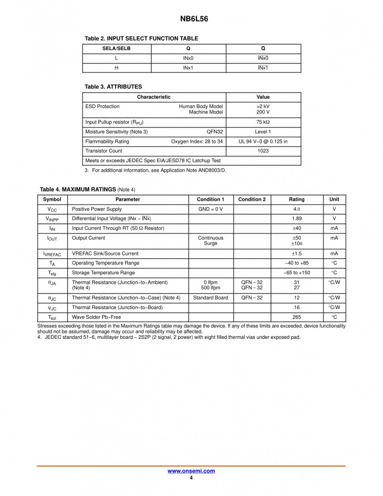 NB6L56 datasheet page 4