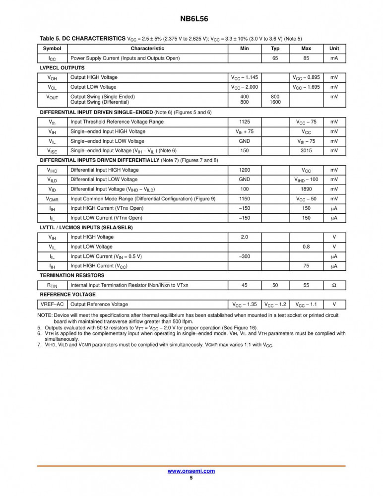 NB6L56 datasheet page 5