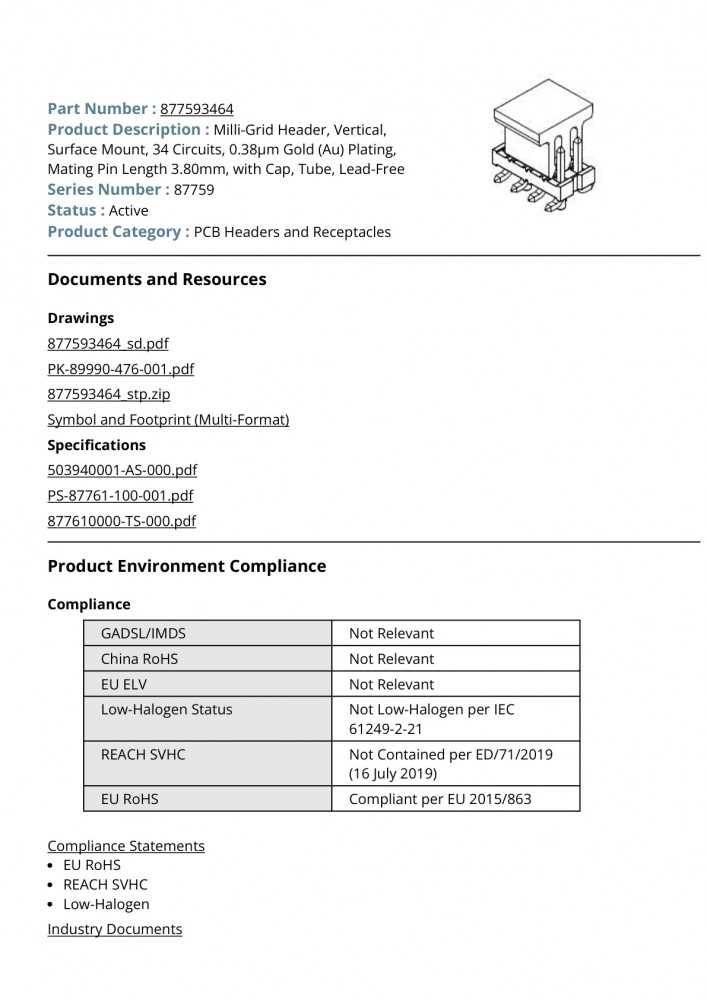 MOLEX 877593464 technical document image 1