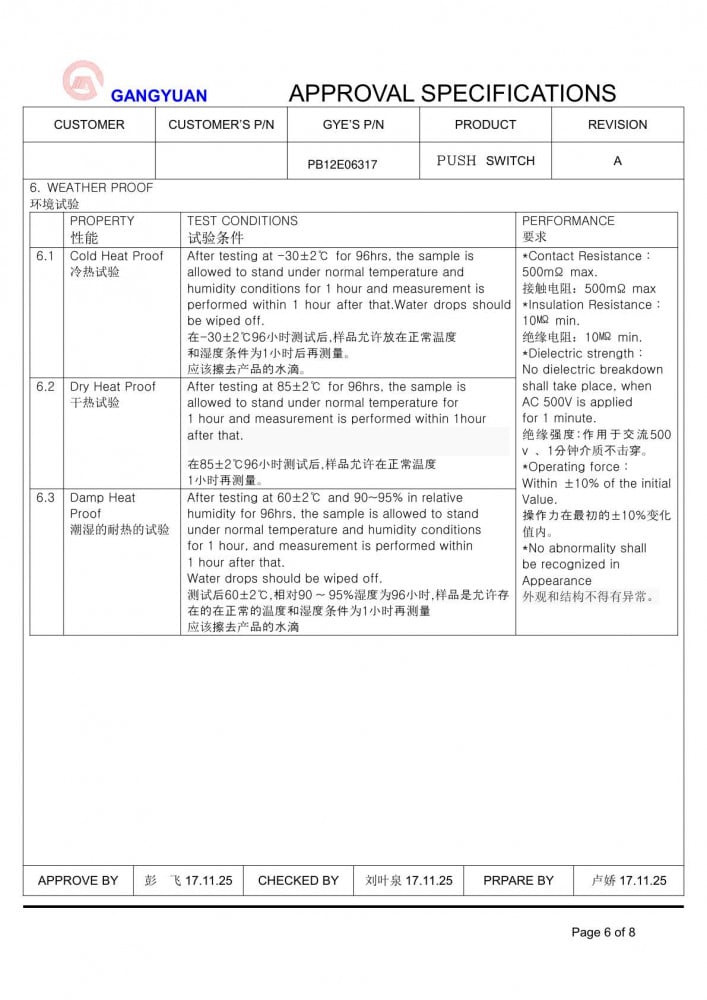 PB12E06317 approval specification page 7