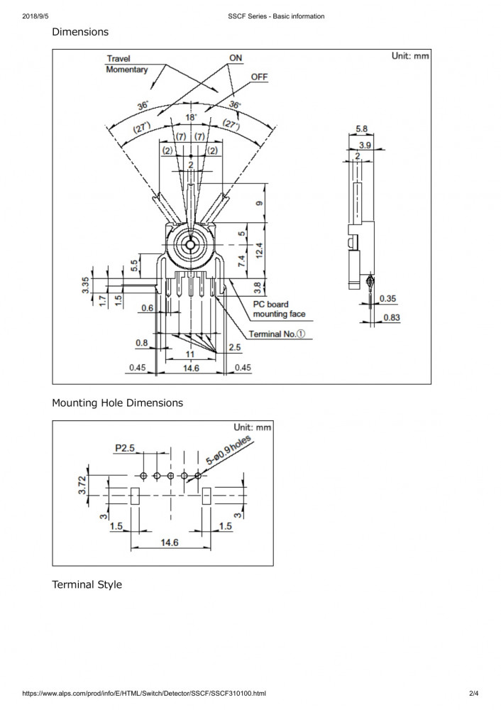 SSCF310100 mounting hole dimensions