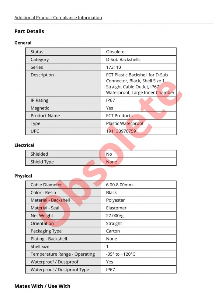 MOLEX 1731100267 product drawing, page 2