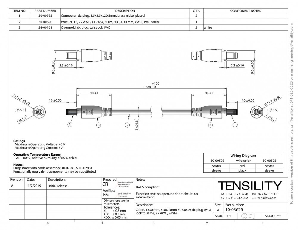 Tensility International 10-03626 product drawing preview