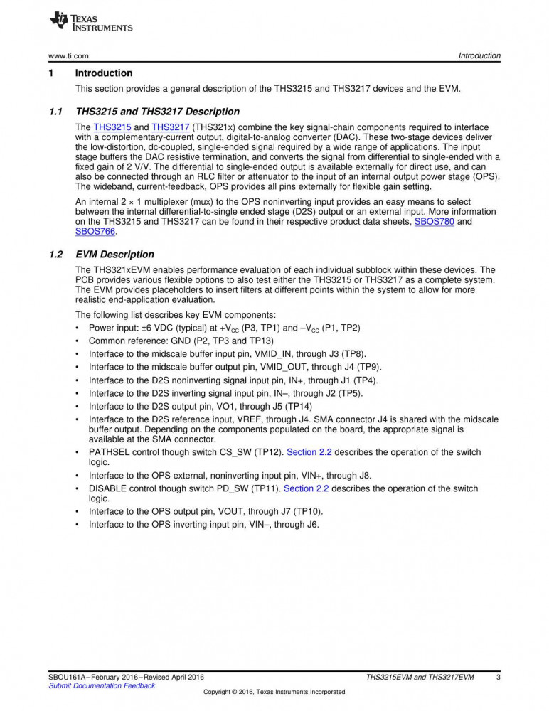 THS3217EVM technical document page 3