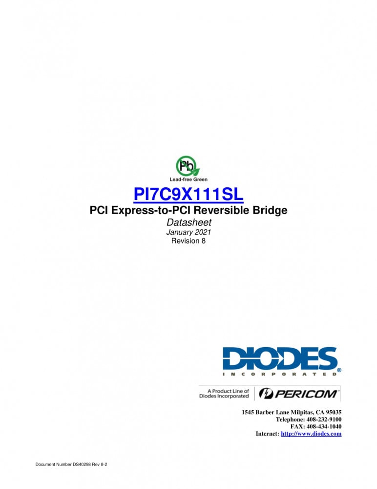 PI7C9X111SL datasheet page 1