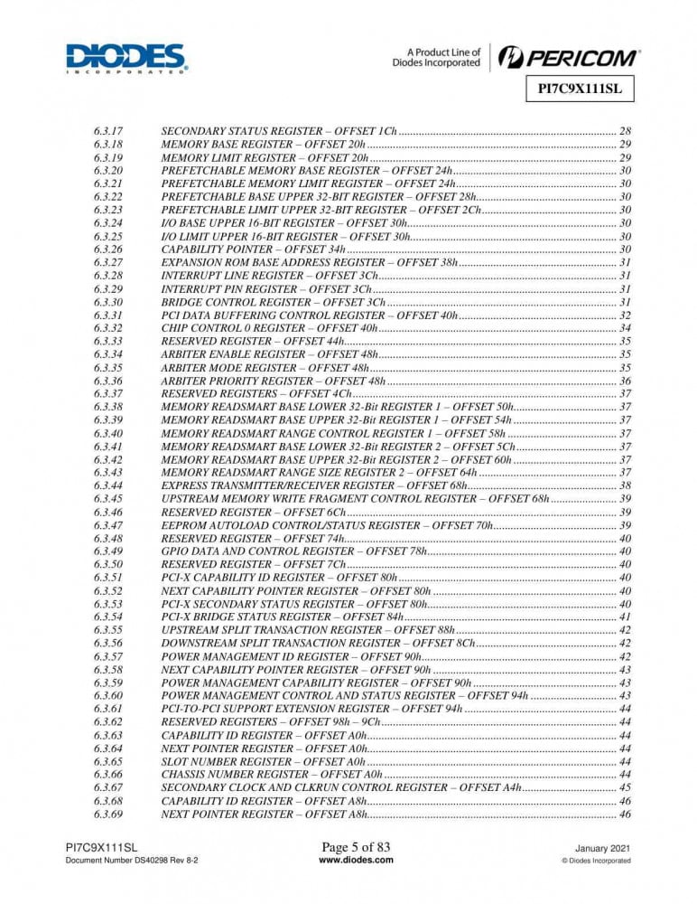 PI7C9X111SL datasheet page 5