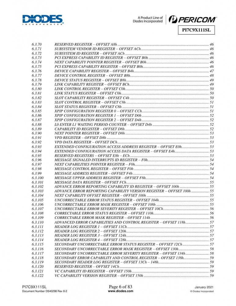 PI7C9X111SL datasheet page 6