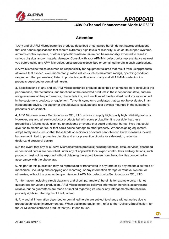 AP40P04D datasheet page 6