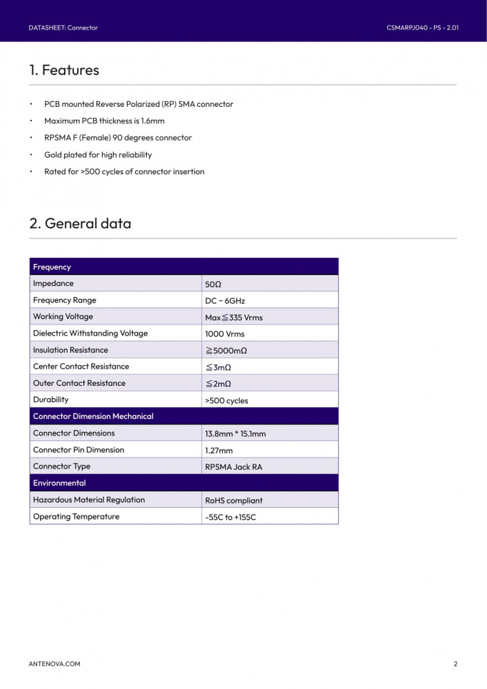 CSMARPJ040 datasheet page 2