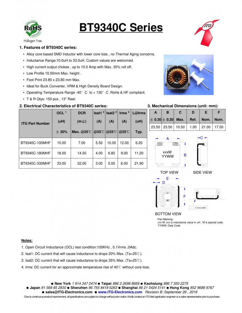 BT9340C datasheet visual, page 1