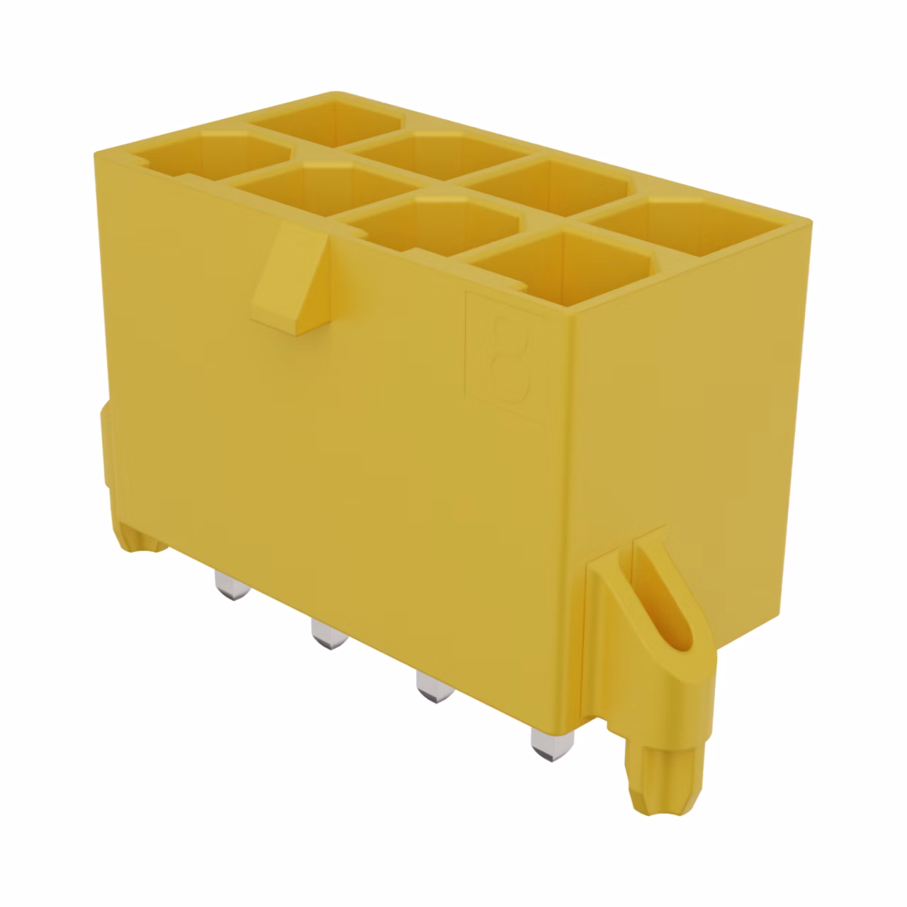 Mega-Fit ColorLock Vertical Header with Crush Pegs, 5.70mm Pitch, Through Hole, Dual Row, 8 Circuits, Matte Tin (Sn) Plating, 3.73mm Tail Length, Glow-Wire Capable, Tray, Yellow for sale