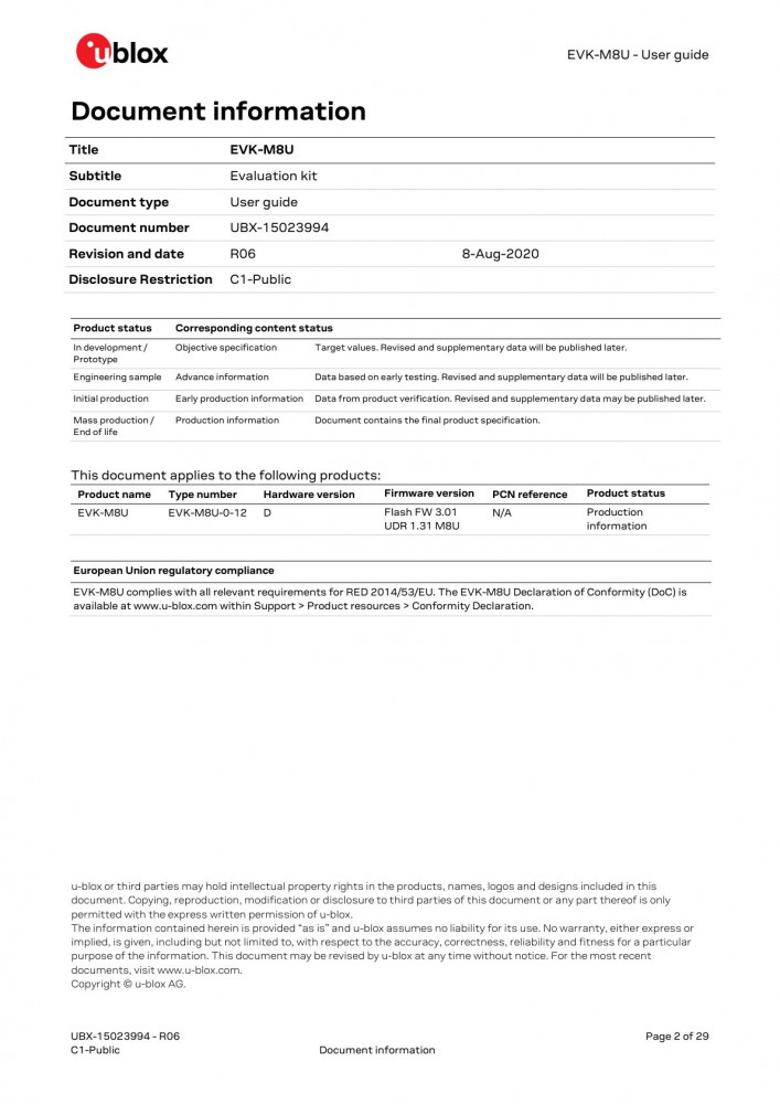 EVK-M8U technical document page 2