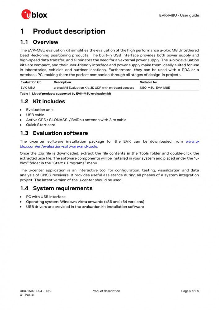 EVK-M8U technical document page 5