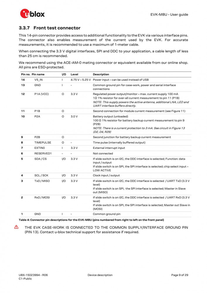 EVK-M8U technical document page 9