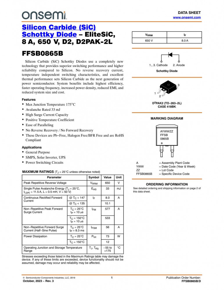 FFSB0865B datasheet page 1