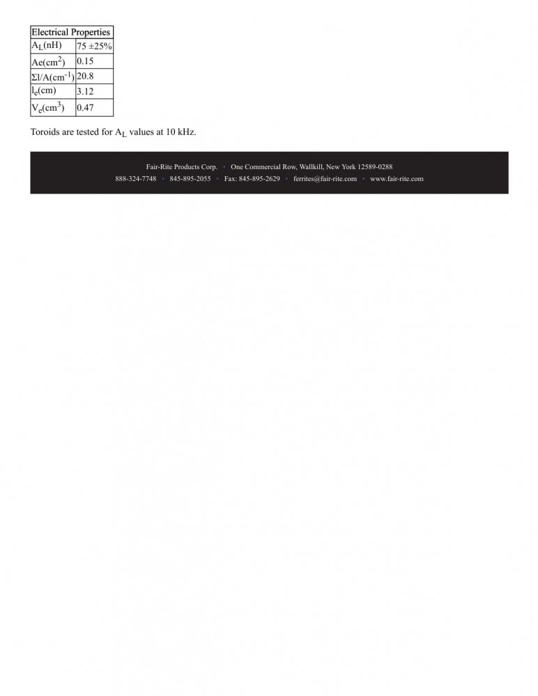 Fair-Rite 5961001121 technical document page 2